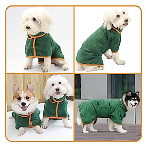 HhiMyOct Dog Drying Coat - Microfiber Dog Towel Robe Super Absorbent Pet Bathrobe Dry Fast Dog Bag, Adjustable Collar & Belly Strap Fast Drying Coat Pet Dog Cat Bath Robe Towel
