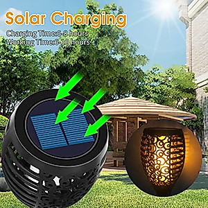 Solar Lights Outdoor, Solar Torch Light with Flickering Flame Waterproof Solar Flame Light Landscape Decoration Outdoor Powered Lights for Yard, Patio, Garden, Porch (Black 8 Pack)