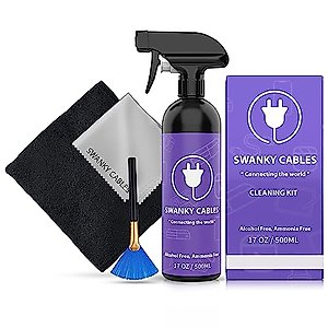 Swanky Computer Screen Cleaner Kit: Electronic Cleaner Spray 17oz + 2 Microfiber Cleaning Cloth For TV, iPad, iPhone, Monitor, PC, Laptop Screens