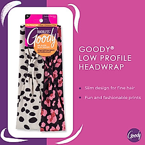GOODY Low Profile Headwraps for Fine Hair - 2 Count, Cheetah - Comfortable and Stylish Fabric Won't Pull, Snag or Damage Your Hair - Pain-Free Hair Accessories for Women, Men, Boys, and (Pack of 2)