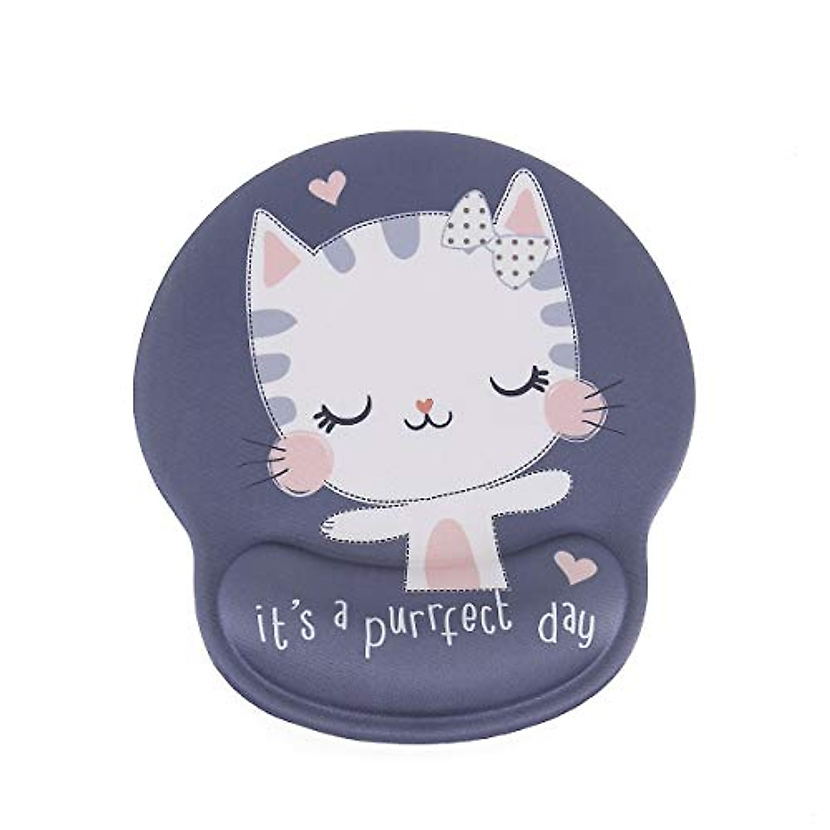 RICHEN Keyboard Wrist Rest and Mouse Pad with Wrist Support, Memory Foam Set for Computer/Laptop/Mac,Gaming and Office, Durable & Comfortable & Lightweight for Easy Typing & Pain Relief (Cute Cat)