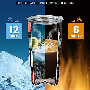 QWEUIOP 20oz Insulated Travel Coffee Mug Cartoon Outer Space Planet Rocket Stainless Steel Tumbler with Lid Double Wall Vacuum Coffee Cup For Hot and Cold Drinks14143