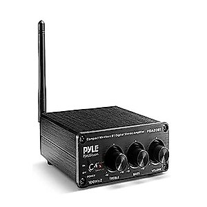 Pyle Bluetooth HiFi Mini Audio Amplifier-Class D Digital Desktop PC Stereo Amplifier Receiver(2 x 100 Watt MAX) Aluminum Diecast- Pyle PDA20BT