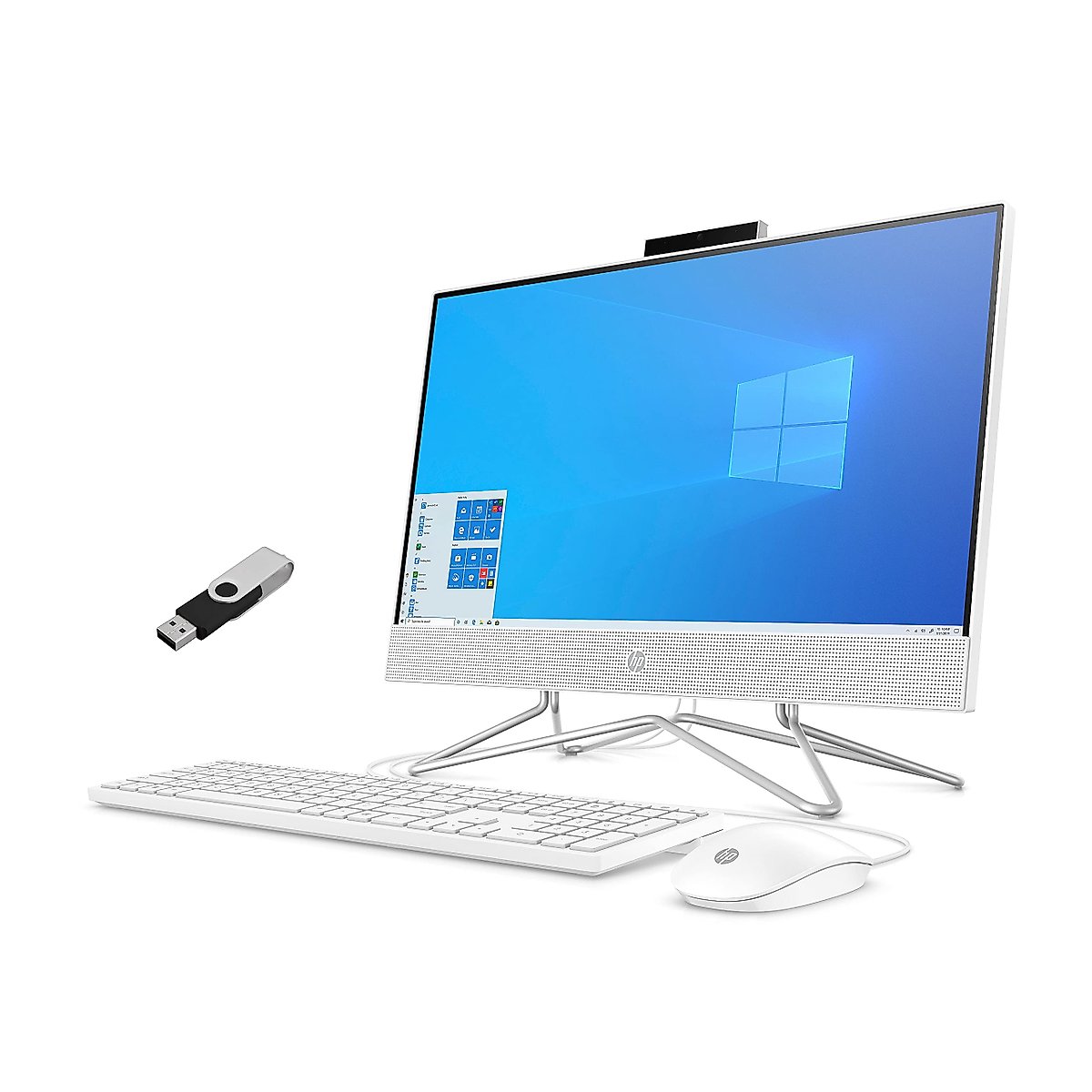 HP 22-inch FHD All-in-One Desktop Computer 2022, Dual-Core Intel Celeron J4025, 20GB DDR4 RAM, 512GB SSD, WiFi, Bluetooth, RJ45 LAN, Windows 11 Pro, Snow White, COU 32GB USB