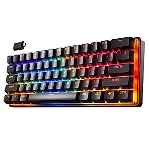 SteelSeries Apex Pro Mini Wireless Mechanical Gaming Keyboard - World's Fastest with Adjustable Actuation, Compact 60% Form Factor, RGB, PBT Keycaps, Bluetooth 5.0, 2.4GHz, USB-C