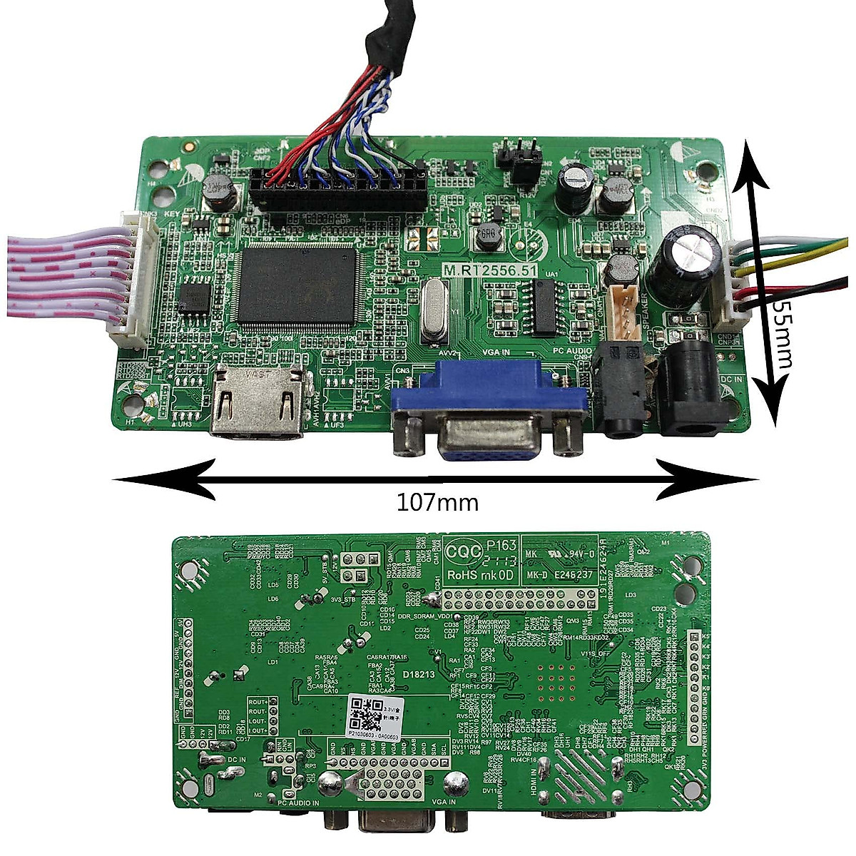 VSDISPLAY HD-MI VGA LCD Controller Board VS-RTD2556HV-V2 Work for 21.5 Inch 1920x1080 LM215WF3-SDA1 LM215WF3 SDA1 LM215WF3 SD A1 LM215WF3(SD)(A1) 30 Pin EDP LCD Screen