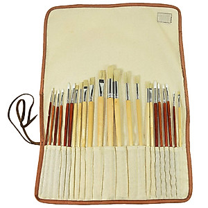 Hide & Drink, Artist Paint Brush Canvas Roll-Up with Leather Lining Storage Wrap / 24 Slots / Workshop Art Study Handmade : Manta