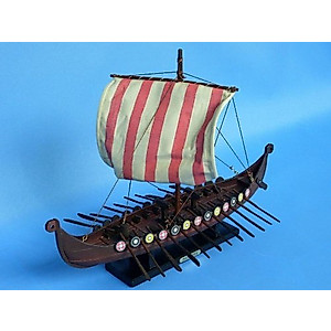 Hampton Nautical Viking Drakkar Ship, 14" , Brown