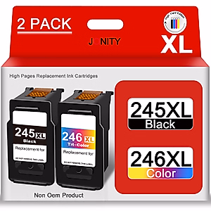 JONITY Remanufactured Ink Cartridges 245 XL and 246 XL Replacement for Canon 245 & 246 PG 245XL CL 246XL for Canon PIXMA MX492 MX490 MG2920 MG2922 MG2420 IP2820 Printer (1 Black 1 Tri-Color)