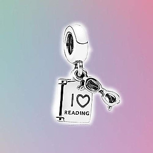 925 Sterling Silver I Love Reading Dangle Charm Beads Lucky Book Fits Pandora Bracelet Charms & European Bracelets
