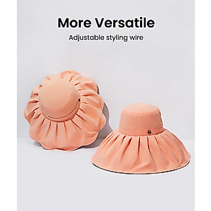 BENEUNDER Large Brim Floppy Sun Hats for Women Summer Beach Sun Hat Foldable UPF 50+ (Ivory)