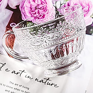 AVLA 4 Pack Glass Coffee Mugs, 16 OZ Clear Tea Cups with Handle and Spoons, Crystal Drinking Glassware for Latte, Cappuccino, Americano, Juice, Hot Beverage, Water, Dishwasher & Microwave Safe