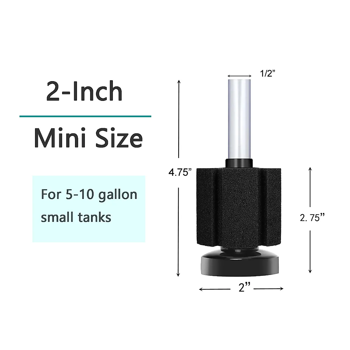 AQUANEAT Aquarium Bio Sponge Filter Breeding Fry Betta Shrimp Nano Fish Tank (Small up to 10Gal)