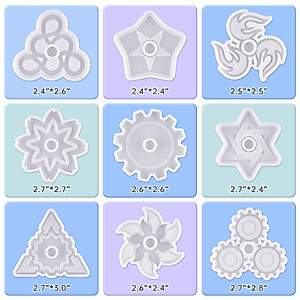 NiArt Fidget Finger Spinner DIY Epoxy Resin Casting Silicone Mold Kit 9 Molds with 10 Bearings Set, Stress Reliever Hand Fidget Toy Gifts for Kids and Adults Art Crafts Home Decorations Jewelry