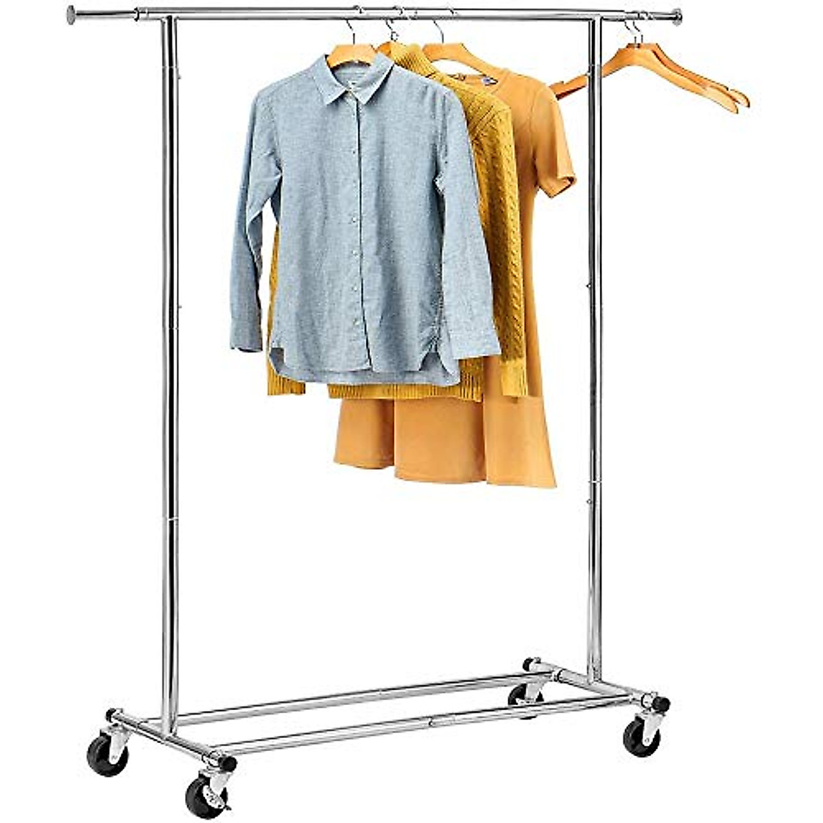 DRM Folding/Collapsible Clothing/Garment Rack,250 lbs Heavy-Duty Rolling Clothes Organizer Rack,Chrome