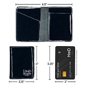 Hide & Drink, Bifold Wallet, Slim Card Holder, Minimalist Traveler Wallet, Vintage Front Pocket Wallet, Full Grain Leather, Handmade, Obsidian