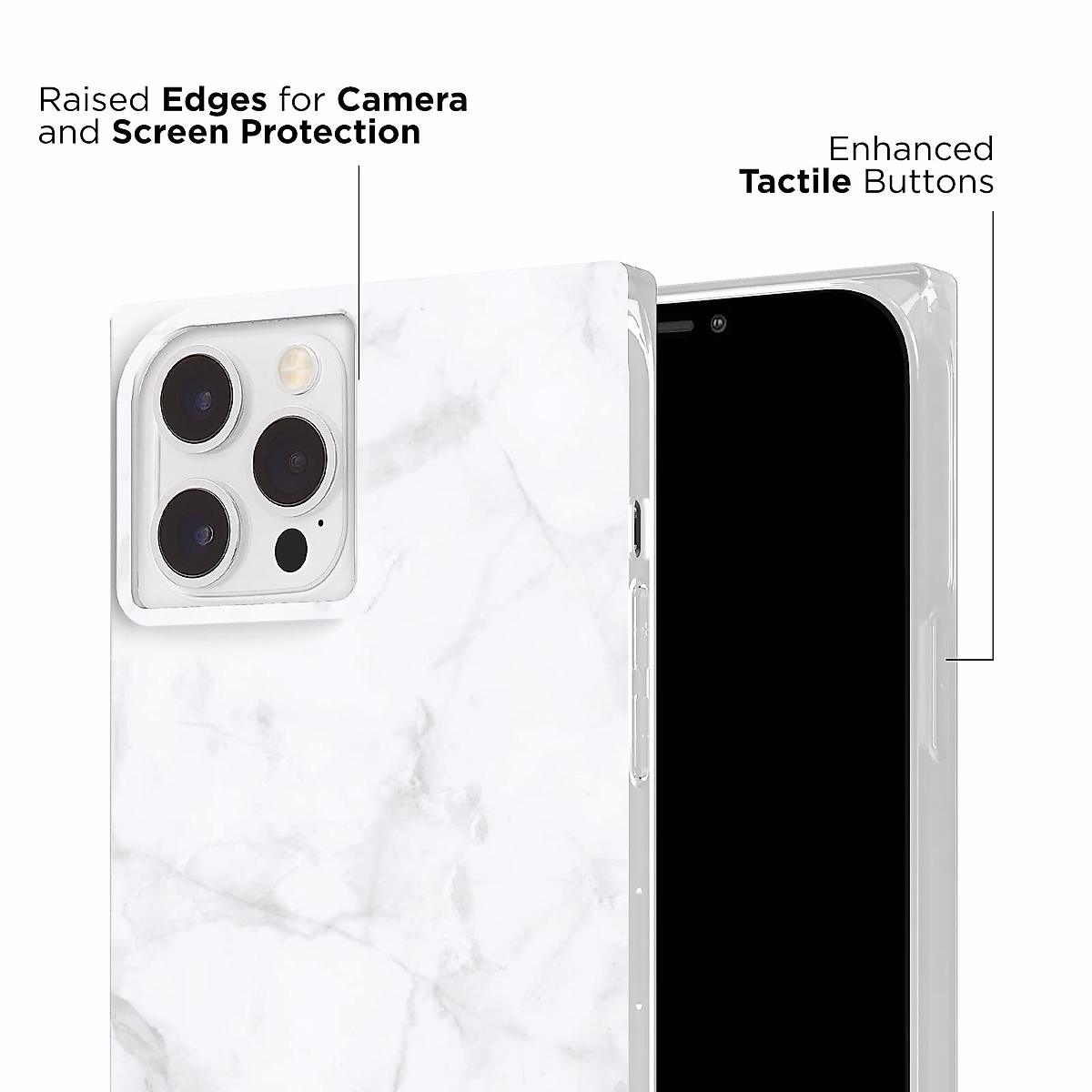 Case-Mate BLOX iPhone 13 Pro Max Case - White Marble [10FT Drop Protection] [Wireless Charging Compatible] Protective Phone Cover for iPhone 13 Pro Max 6.7", Anti-Scratch, Shockproof, Matte