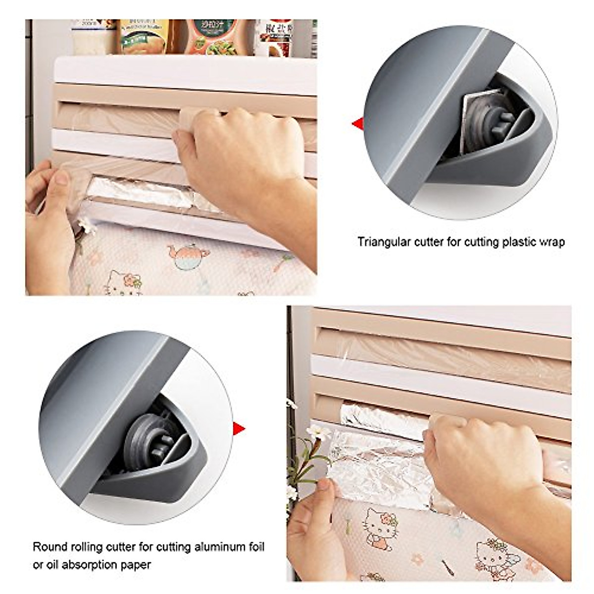 Paper Towel Holder Wall-Mount Sauce Bottle Storage Rack Paper Towel Holder Preservative Film Dispenser for Kitchen Bathroom Toilet Drill Free(Gray Blue)