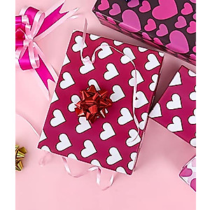 U'COVER Gift Wrapping Paper for Girls Women Men Love Heart Birthday Wrapping Paper for Valentines Day Mothers Day Anniversary Wrap Paper 10 Folded Sheet