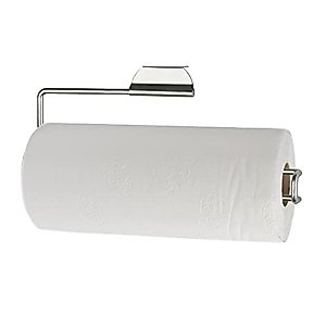 Over-The-Cabinet Paper Towel Holder For Kitchen (Satin Nickel), By Home Basics | Steel Paper Towel Holder For Cabinet Door