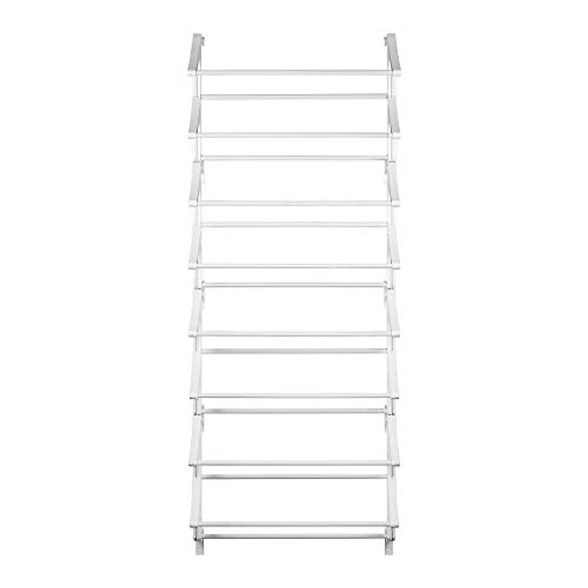 Imperial Home Shoe Rack - Metal Shoe Shelf with Black Plastic Frame – 4 Stackable Tiers Durable with Silver Metal Shelves for Walk-in Closet, Living Room, Entryway or Hallway (Over-The-Door)