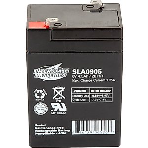 Interstate Batteries 6V 4.5Ah Battery (F1 Terminal) SLA AGM VRLA Rechargeable Replacement for Blood Pressure Monitors, Oxygen & Pulse Meters, Deer Feeders, Medical Devices (SLA0905)