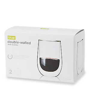 True Insulated Wine Glasses - Double Walled Stemless Wine Glass Set - Dishwasher Safe Borosilicate Glass 10oz Set of 2
