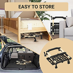 Folding Hand Truck, 200 lbs Durable Luggage cart with All-Terrain Triple Wheels, Multifunctional and Compact Dolly cart with Wheels for Shopping, Moving and Traveling, Gold