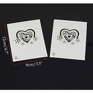 yueton Pack of 50 Cut Heart-Shaped Hollow Wedding Table Number Name Place Card Wedding Party Decoration