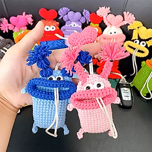 OVNMFH Handmade Crochet Key Case/Holder, Cute Crochet Sausage Mouth Car Key Case, Hand Knitting Yarn Crochet Key Case, Unique (15)