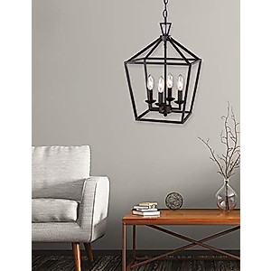 Trans Globe Imports 10264 ROB Transitional Four Light Pendant from Lacey collection in Bronze/Dark finish, 12.00 inches