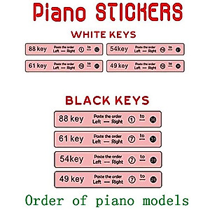 Piano Stickers for Keys, Yalloy Colorful Piano Keyboard Stickers for 88 61 54 49 Full Set Stickers Removable and Transparent, Leaves No Residue, Ideal for Piano Beginners Learning Piano or Keyboard