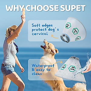 Supet Dog Cone for Dogs After Surgery, Soft Dog Cones for Large Medium Dogs, Comfortable Dog Cone Collar to Stop Licking (Word, XXL (Neck:16.0-20.0"))