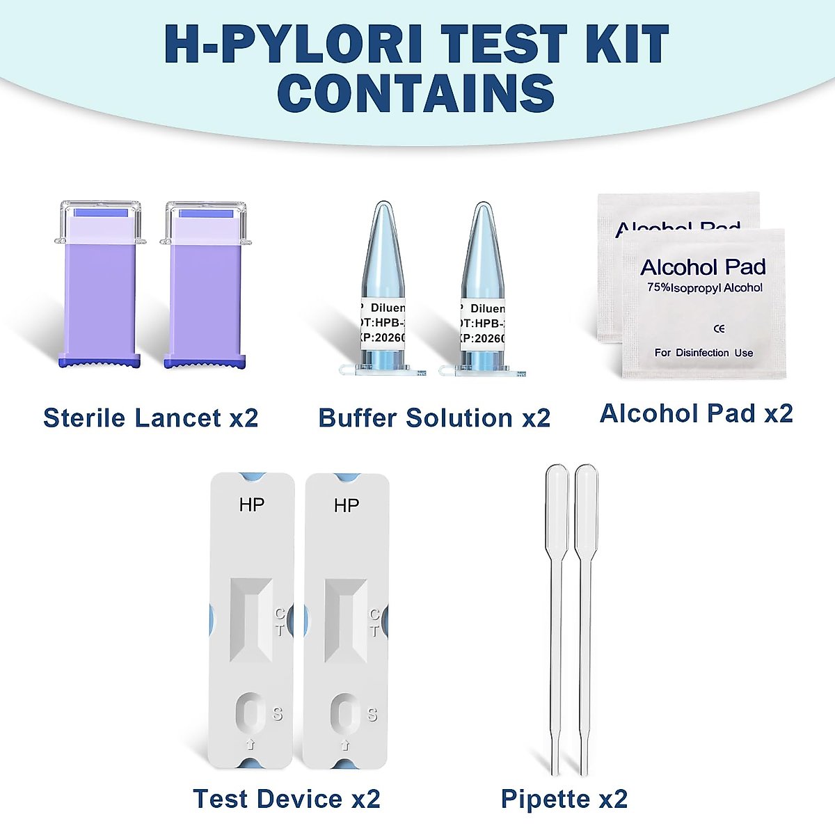 EASYIN H Pylori Test Kit: 2 Pack Helicobacter Pylori Test at Home Results in 10-15 Minutes - Fast & Highly Accurate, Easy to use & Read H-Pylori Test Kit (2)