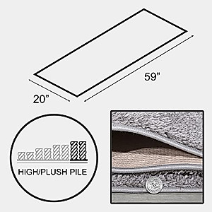 Indoor Solid Design Non-Slip Rubberback 2x5 Modern Runner Rug for Hallway, Kitchen, Living Room, Bedroom, 20" x 59", Dark Gray