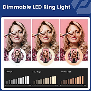 Fotopro 8'' Ring Light Tripod Stand, Selfie Ring Light with Phone Mount Holder and Remote Led Dimmable Ringlight with Flexible Mini Tabletop Tripod for Makeup Vlogging Video Live Streaming