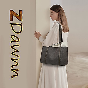 ZDawnn Vintage Woman Laptop Tote Bag,15.6 Inch Handbag Purse with Multiple Pockets.Suitable For Work and Daily using