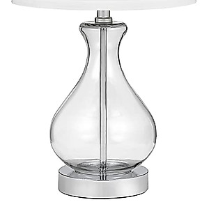 Catalina 19896-001 Transitional Teardrop Clear Glass Table Lamp, 18, White