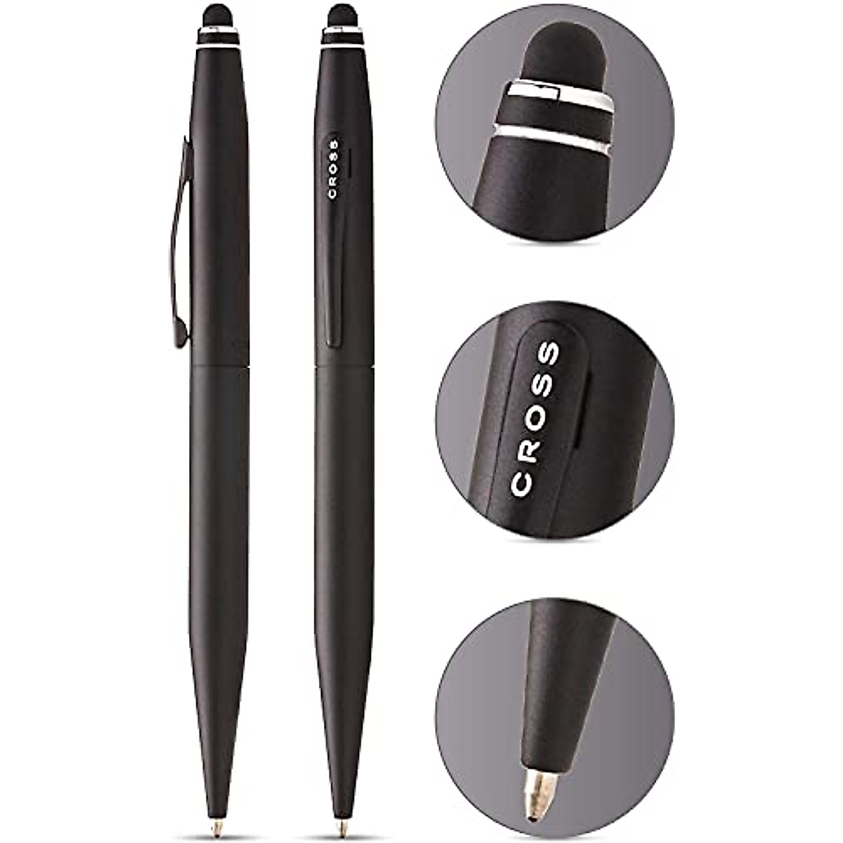 Cross Tech2 Refillable Ballpoint Pen, Medium Ballpen With Stylus, Includes Premium Gift Box - Satin Black