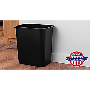 United Solutions 13 Quart / 3.25 Gallon Space-Efficient Trash Wastebasket, Fits Under Desk and Narrow Spaces in Commercial Office, Kitchen, Home Office, and Dorm, Easy to Clean, Black