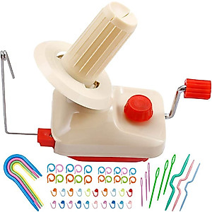 BUTUZE Yarn Ball Winder with 53 Pieces Stitch Markers Knitting Kit, Convenient Ball Winder for Yarn, Yarn Swift and Ball Winder Combo with Easy Installation for Yarn Storage