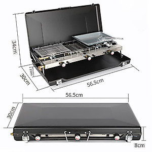 N.F. Gas Camping Stove,20400 BTU 3 Burner Propane Stove with Regulator,Portable Propane Grill for Outdoor Camping BBQ Party, black, m