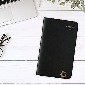 AT-A-GLANCE 2023-2024 Pocket Calendar, 2 Year Planner, 3-1/2" x 6", Pocket Size, Recycled, Black (70024G05)