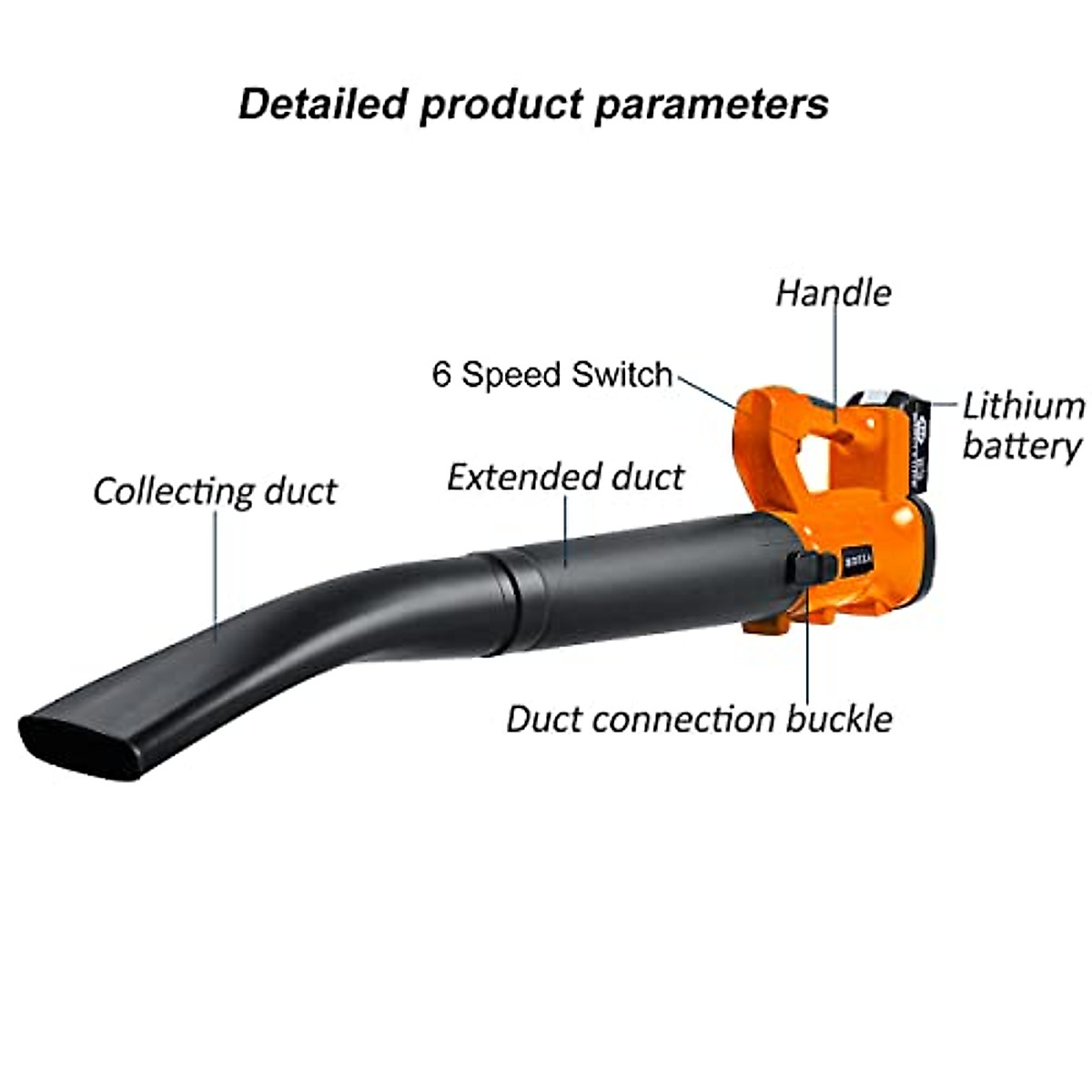 HOJILA Cordless Leaf Blower, 21V Electric Leaf Blower with 3.0Ah Battery & Charger, 6-Speeds Battery Powered Blower for Lawn Care,Patio,Garden,Yard,Jobsite