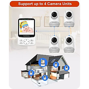 HelloBaby Monitor with 29Hour Battery Life and 4" IPS Screen, No WiFi, Video Baby Monitor with Camera and Audio 1000ft Long Rang Auto Night Vision 2 Way Audio Temperature VOX Mode for Baby Pet Eldly