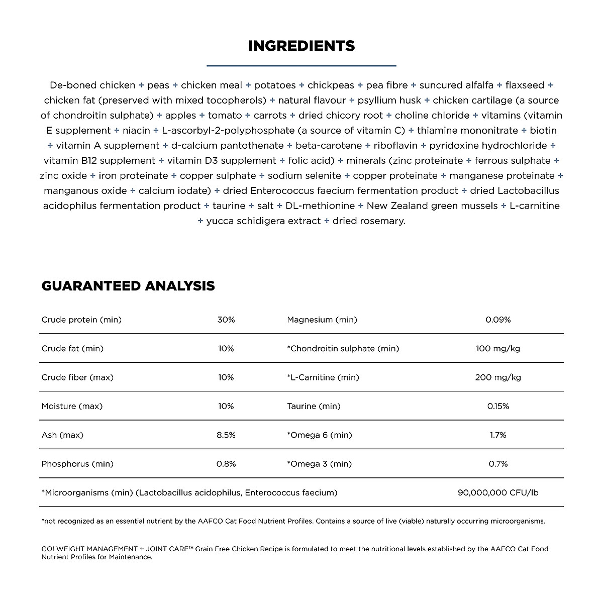 GO! SOLUTIONS Weight Management + Joint Care Grain-Free Chicken Recipe for Cats, 16 lb Bag - Weight Control Cat Food for Adult and Seniors