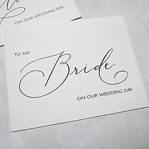 Set of 2 Wedding Day Cards with Shimmer Envelopes, To My Bride on our Wedding Day Card, To My Groom on our Wedding Day Card