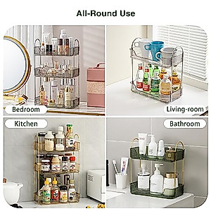 Bathroom Counter Organizer, 2 Tier Vanity Tray, Multi Purpose Bathroom Counter Shelf - Grey