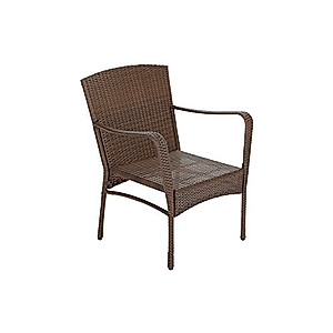 W Unlimited Leisure Collection Garden Patio Furniture Round Core Wicker Outdoor Furniture Bistro Set Table Cushions Deep Seating (4X Chairs)