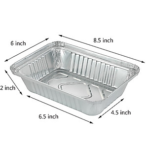 Waytiffer 25Pack Disposable Aluminum Foil Pans Heavy Duty Premium Bread Tins 2.25LB - Capacity 8.5x6.3” Takeout Pans, Tin Foil for Reheating, Baking, (25 Pack with Cardboard Lids)
